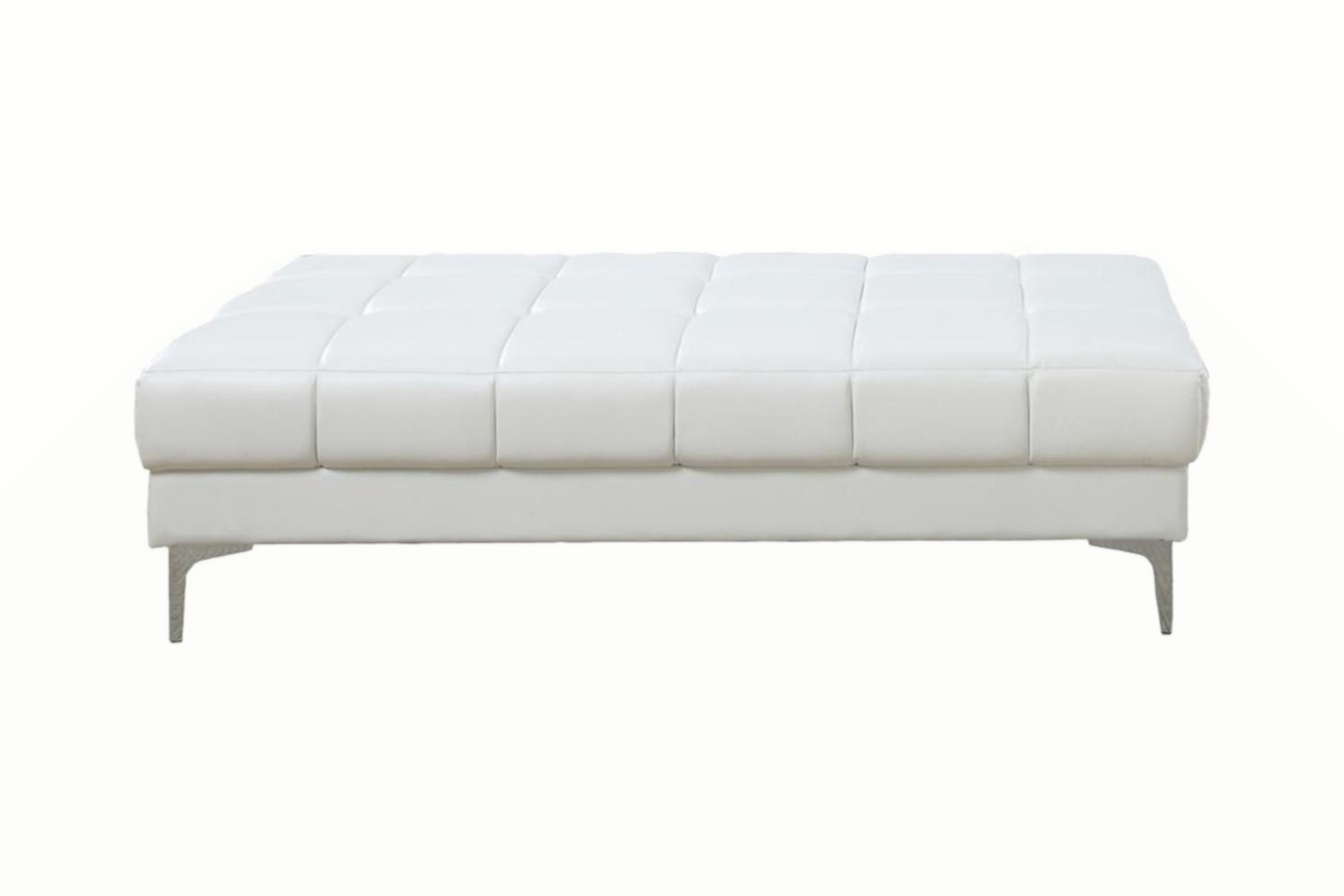 Orren Ellis White Bonded Leather Extra Large Ottoman Metal Legs 1Pc ...