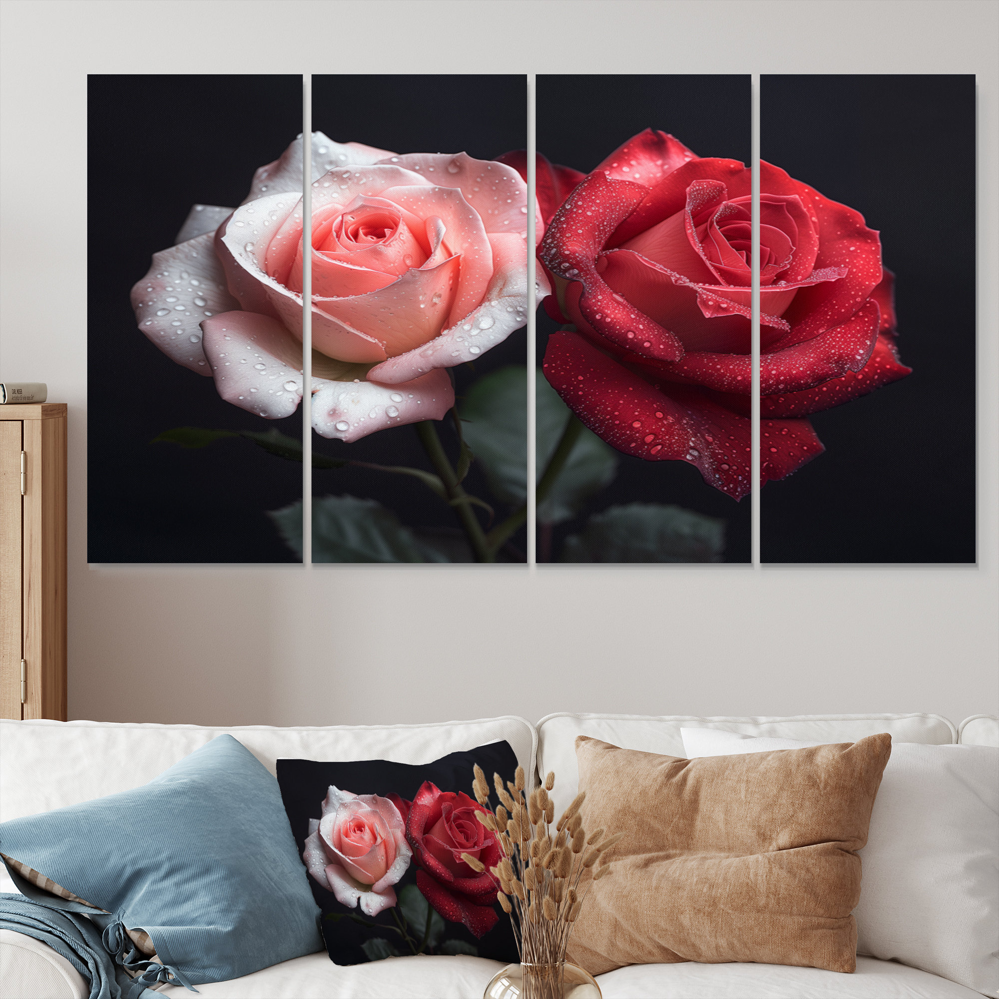Ebern Designs Pink Red Roses Timeless Beauty - Roses Wall Decor Set ...
