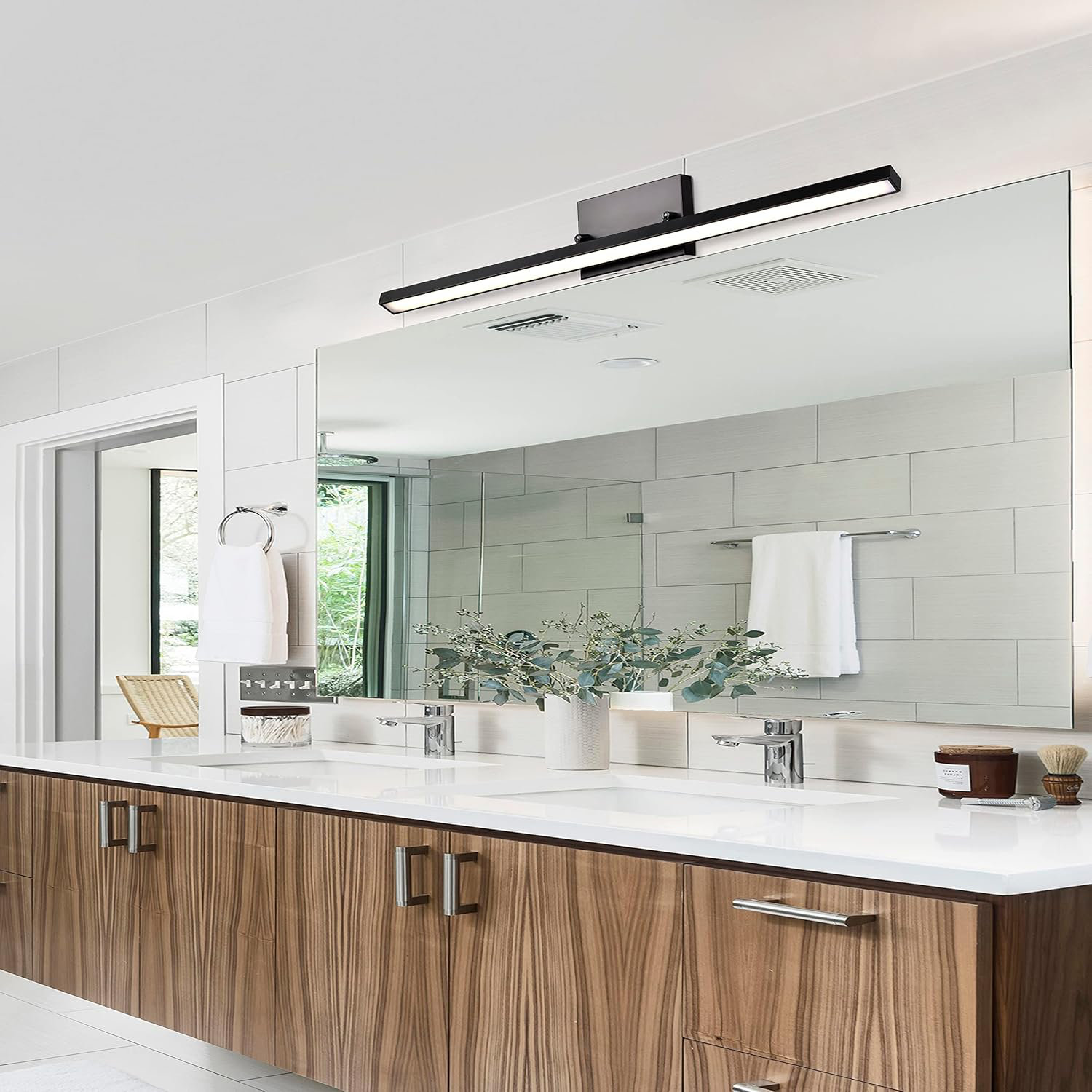 BEAUTY DEPOT 22-Inch Black Modern Adjustable Vanity Light, LED Bathroom ...