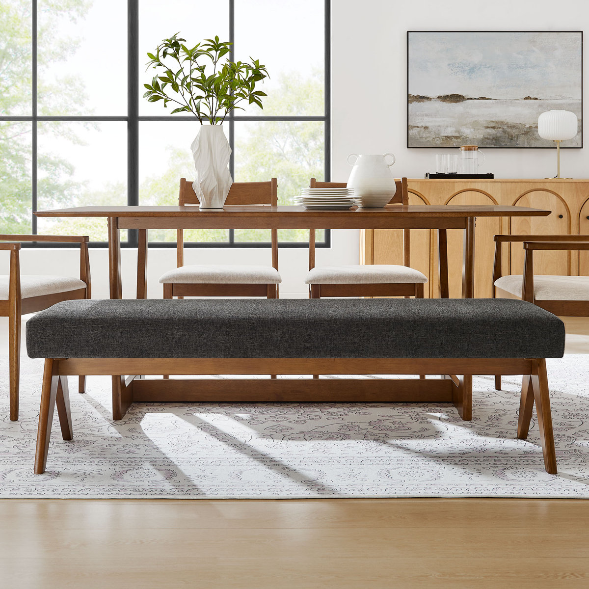 Modway Lyra Fabric Upholstered Bench & Reviews | Wayfair
