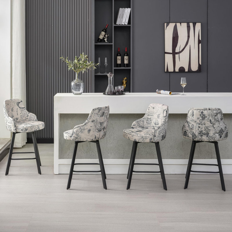 George Oliver Bar Stools Set of 2/3/4, 26/30" Swivel High Back Bar ...