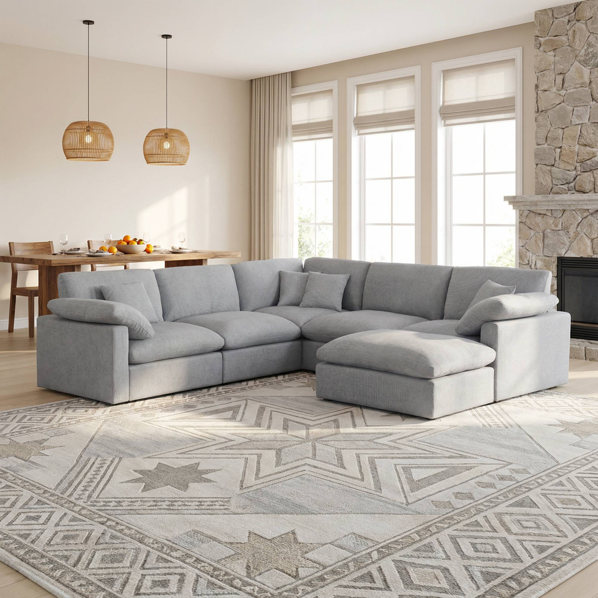 Latitude Run® 6 piece 110" Extra Deep Sectional Sofa Modern L-Shaped ...