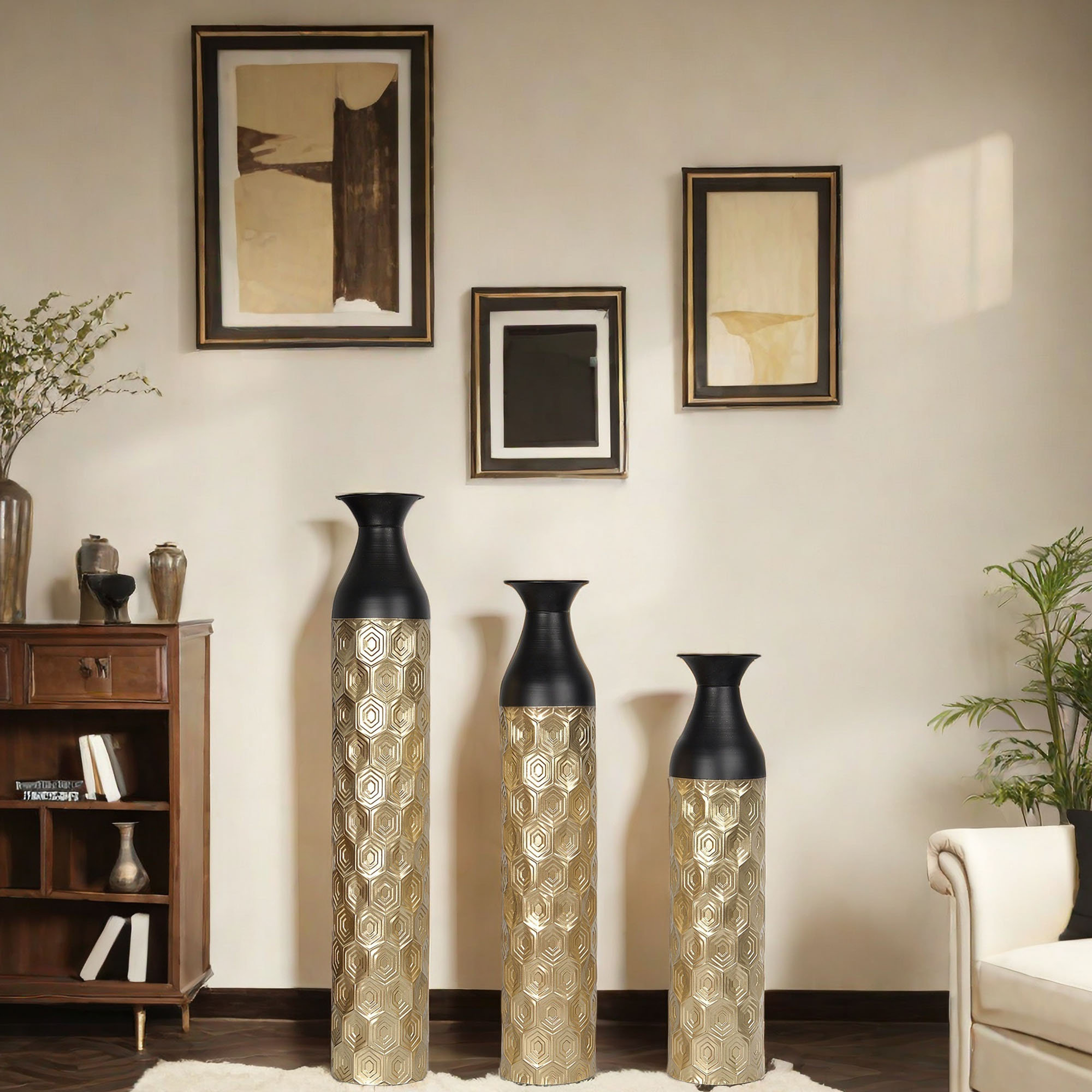 Dakota Fields Black And Gold Tortoise Shell Texture Metal Large Flower ...