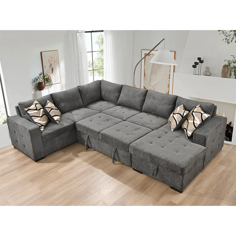 Hokku Designs 123" Oversized Sectional Sofa With Storage Chaise,sofa ...