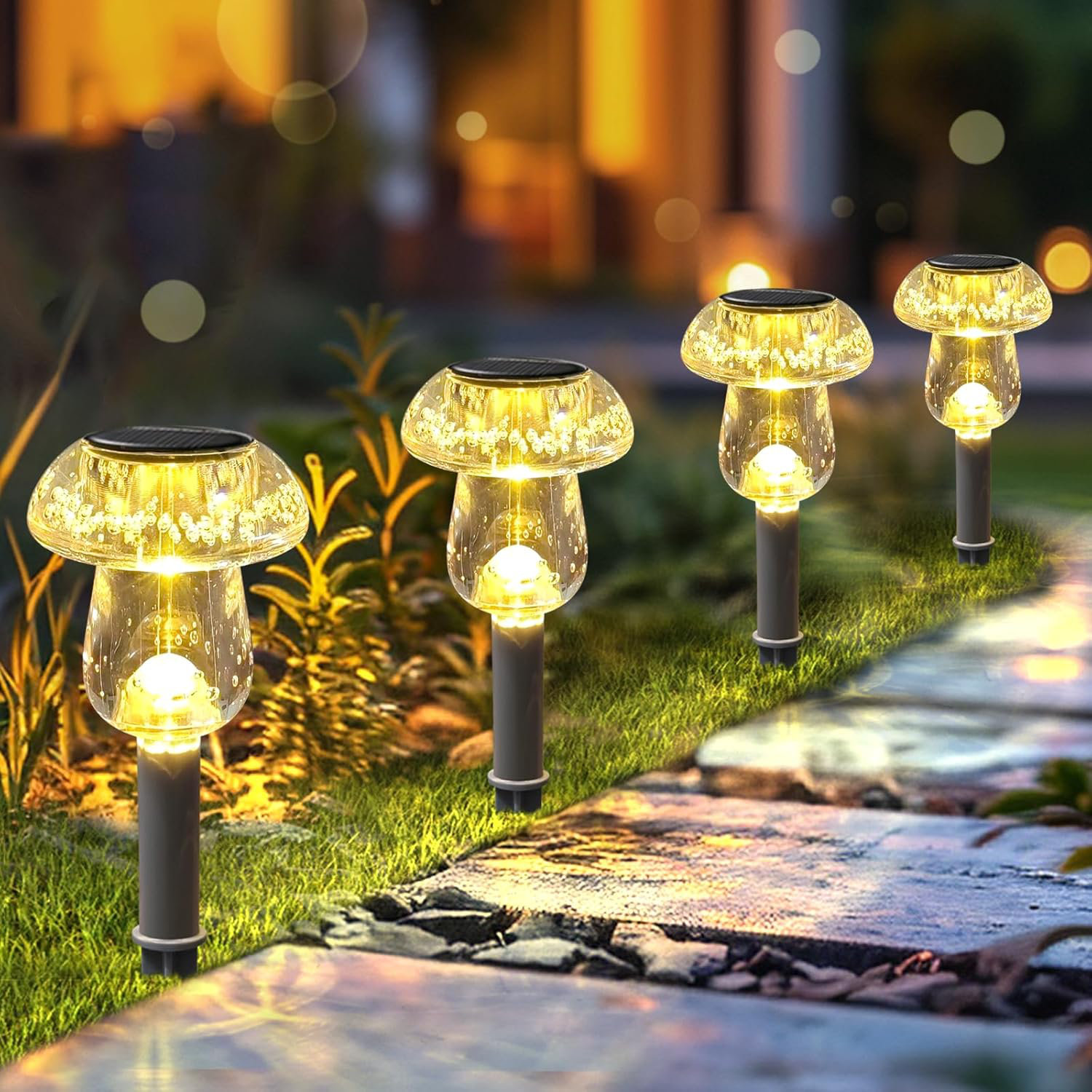 MABOSY 8 Pack Solar Pathway Lights Outdoor Solar Powered LED Mushroom ...