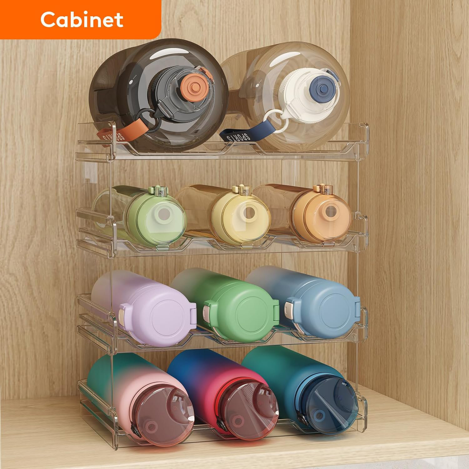 Rebrilliant Stackable Water Bottle Organizer for Kitchen, Cabinet ...