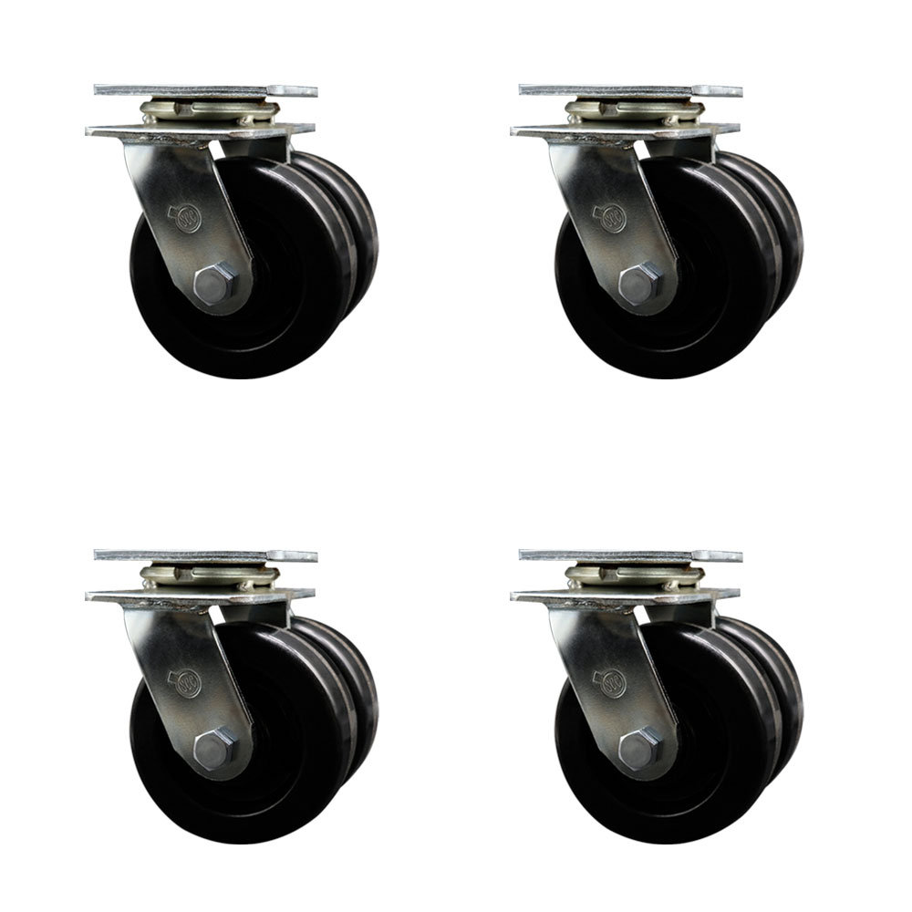 Service Caster 5 Inch Dual Phenolic Wheels Swivel Caster Set with ...