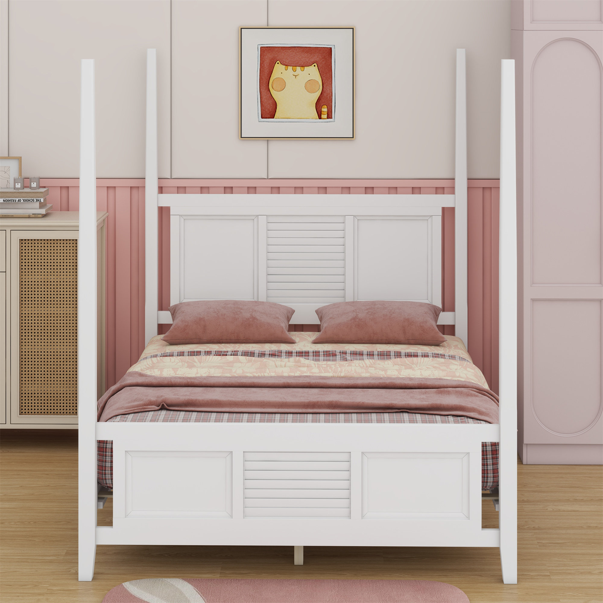 Lark Manor™ Traditional Solid Wood Four Poster Bed With Horizontal ...