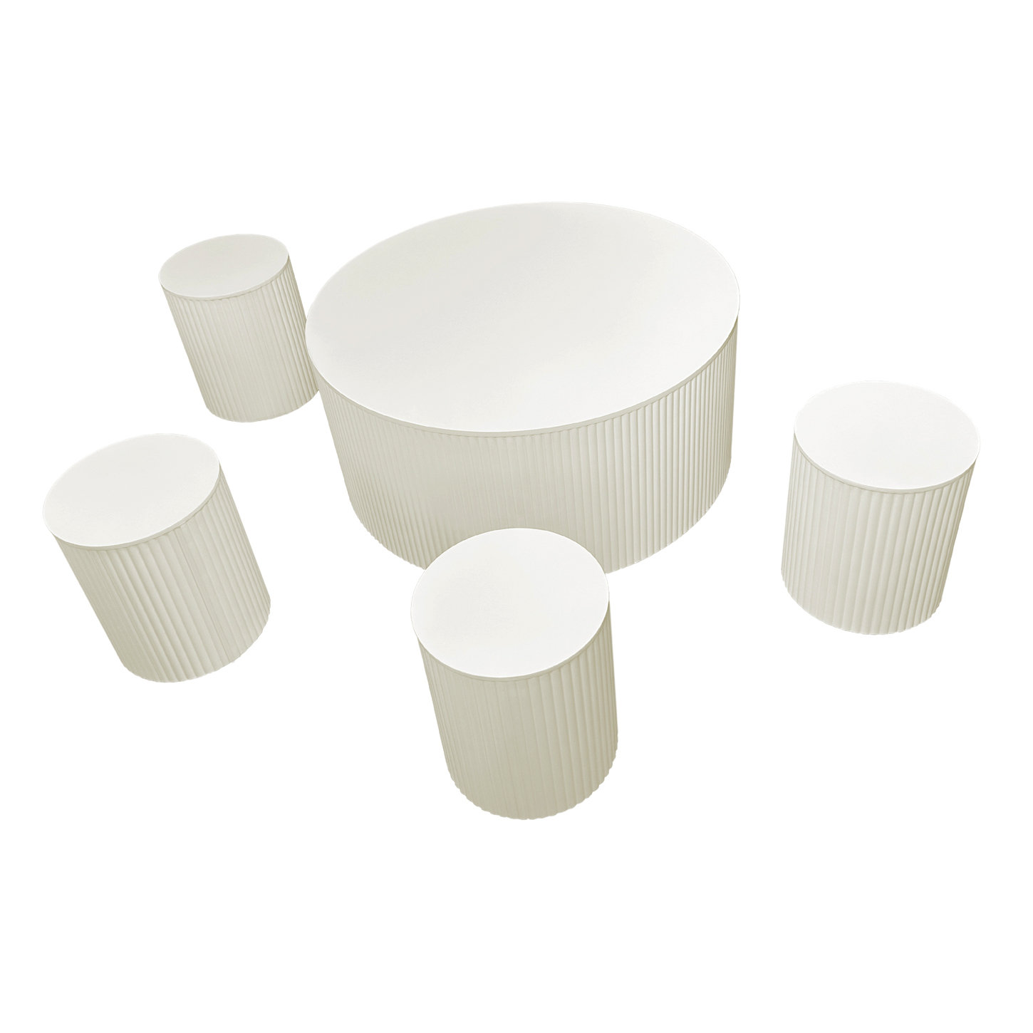 Hokku Designs Set Of 5 Wave Stripe Coffee Tables, Modern Round Coffee ...