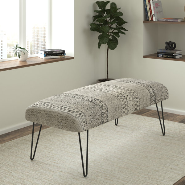 Evette Rios Benches Modern Boho Grey/Ivory Floral / Flower Handmade ...