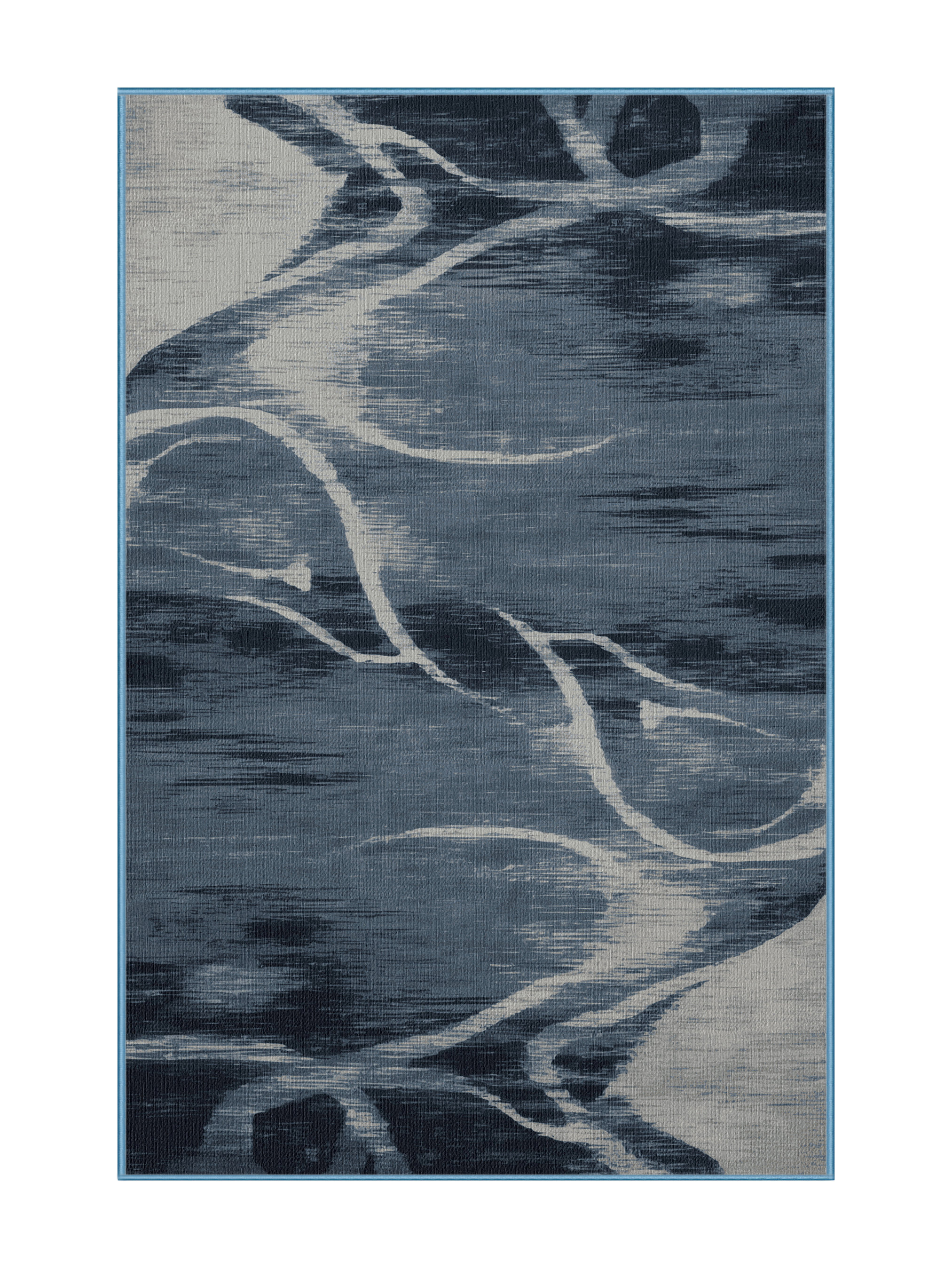 Hokku Designs Machine Washable Abstract Blue Area Rug | Wayfair