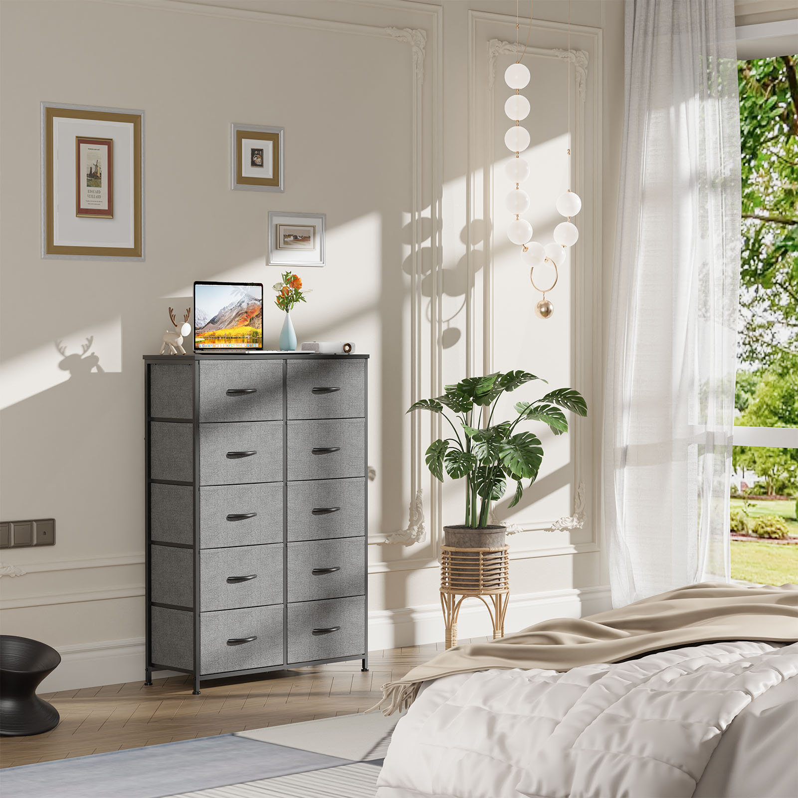 Ebern Designs Dresser For Bedroom With 10 Fabric Drawers, Tall ...