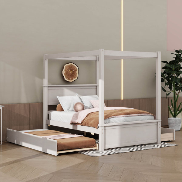 Lark Manor™ Wood Canopy Bed With Four Drawers ,Full Size Canopy ...