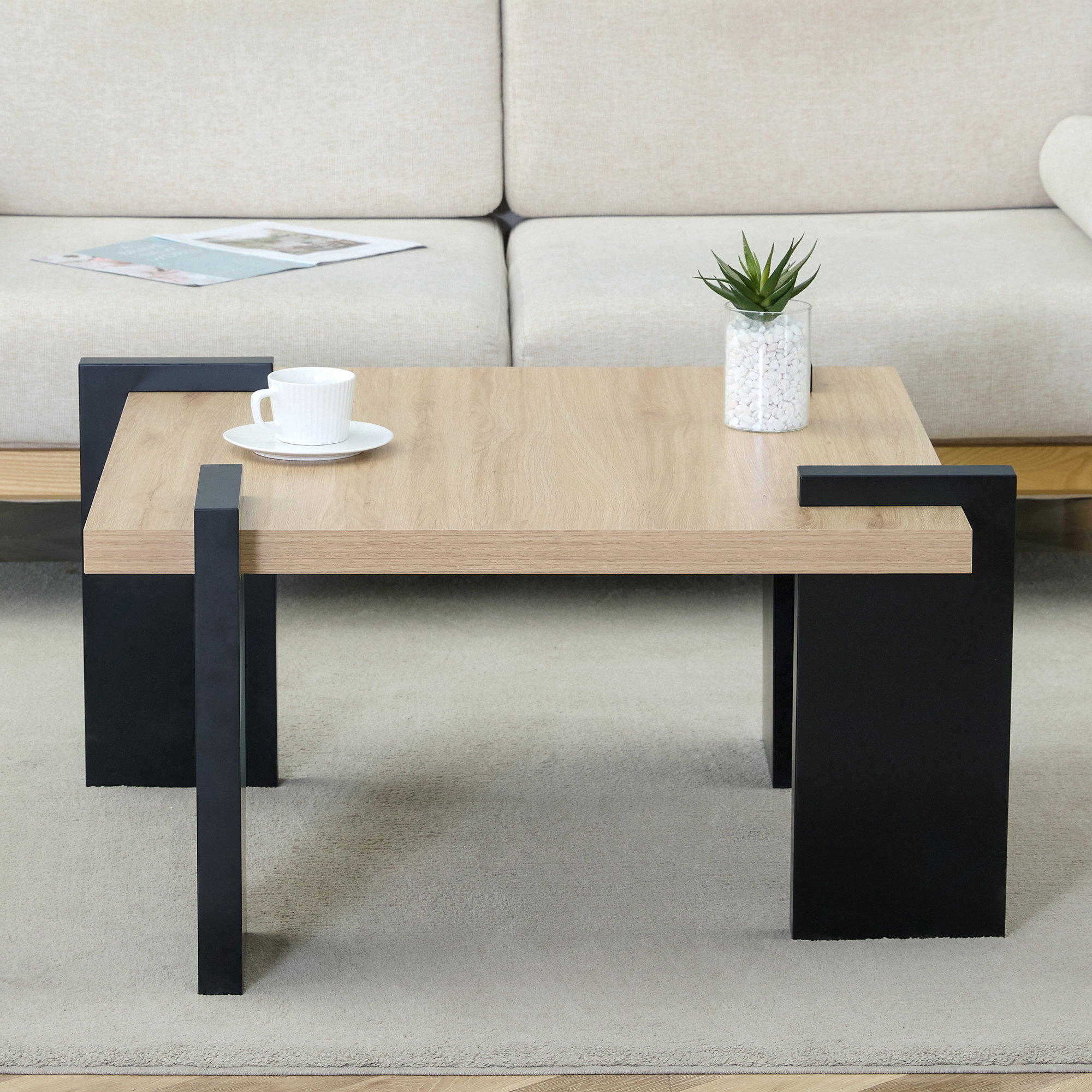 George Oliver Modern Stylish Natural Wood Mdf Coffee Table For ...