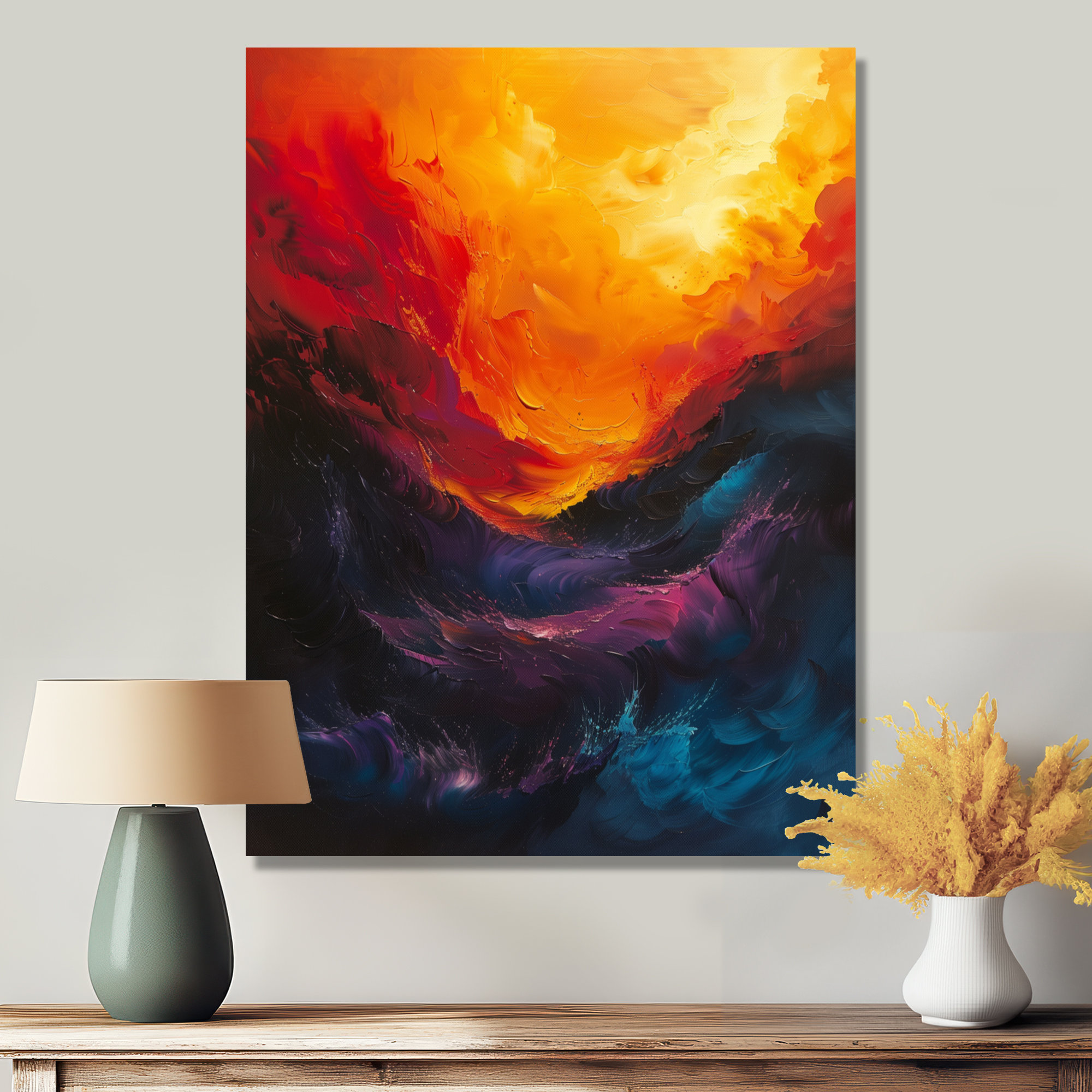 Design Art Orange Volcano Abstract Majesty - Volcano Wall Decor | Wayfair