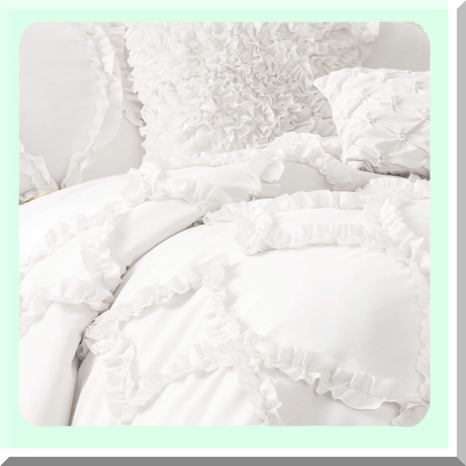 Red Barrel Studio® Romantic Farmhouse Ruffle Ribbon Comforter Set - 3 ...