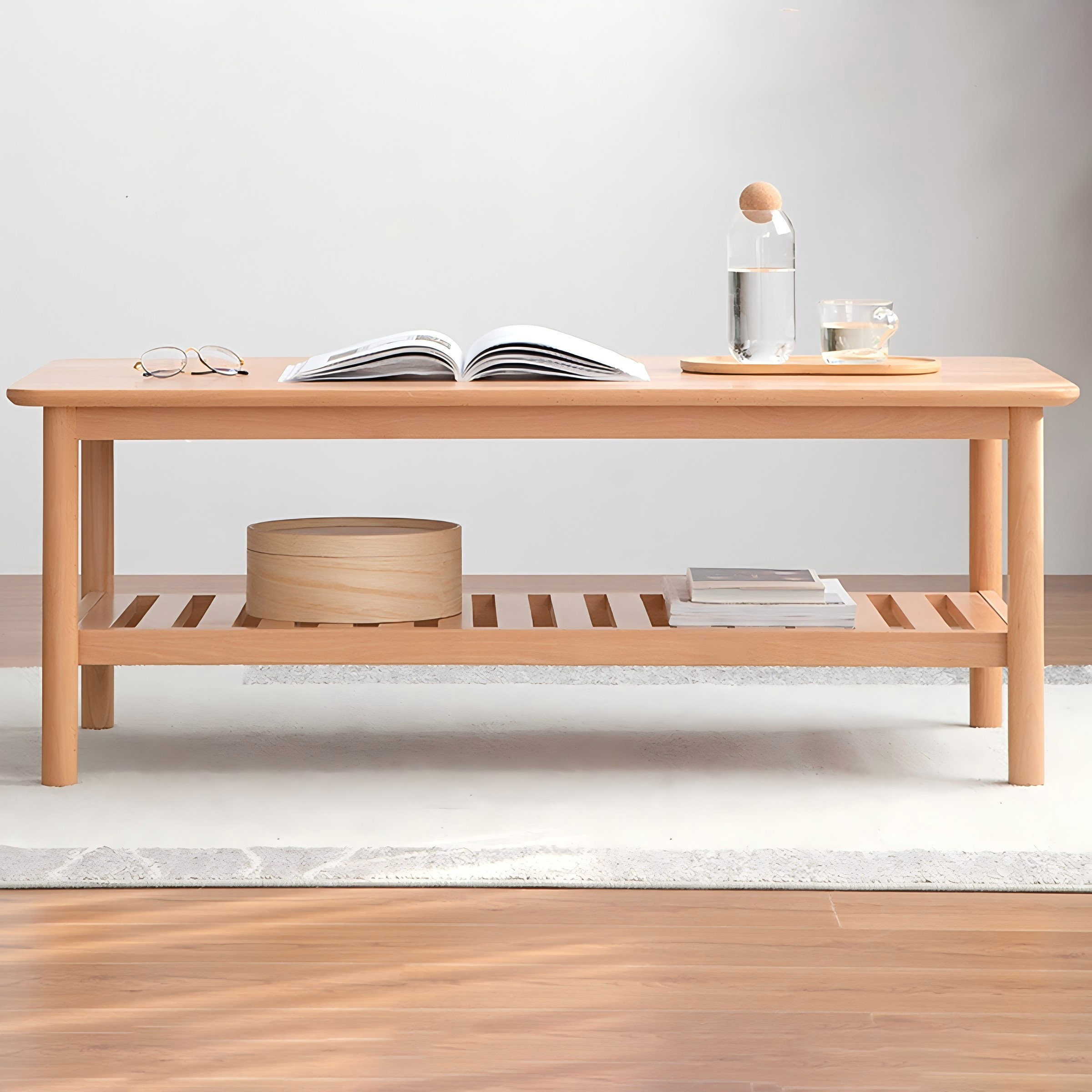 Hokku Designs Simple Solid Wood Two-Tier Coffee Table | Wayfair