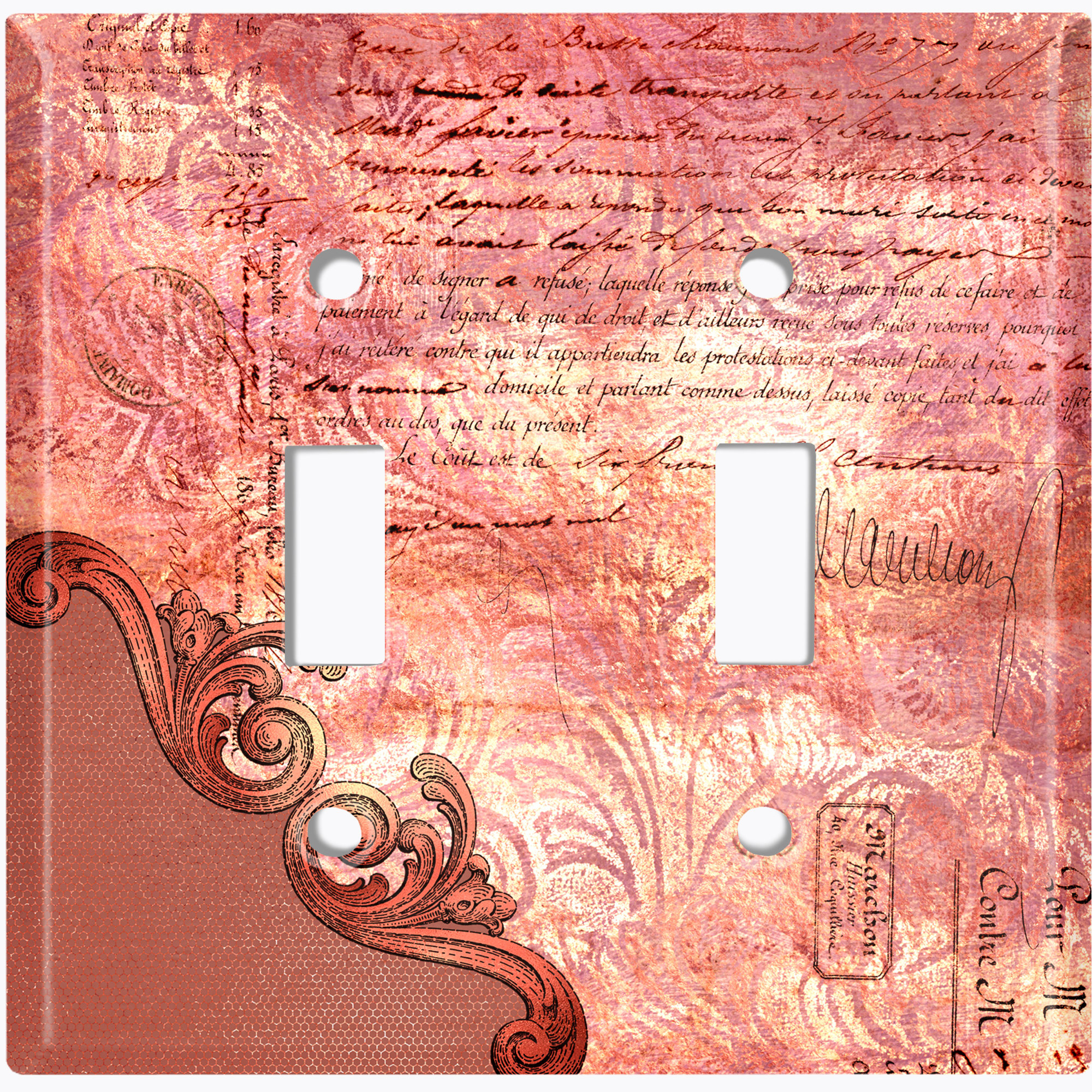 WorldAcc Metal Light Switch Plate Outlet Cover (Damask Letter Red Pink ...