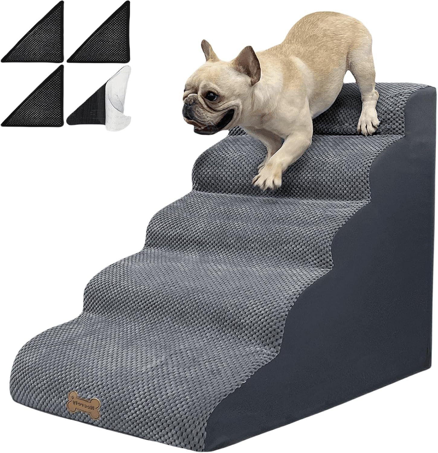 INKEDZ 5-Step Dog Stairs for 30 Inch High Beds & 20-30 Inch Couch Bed ...