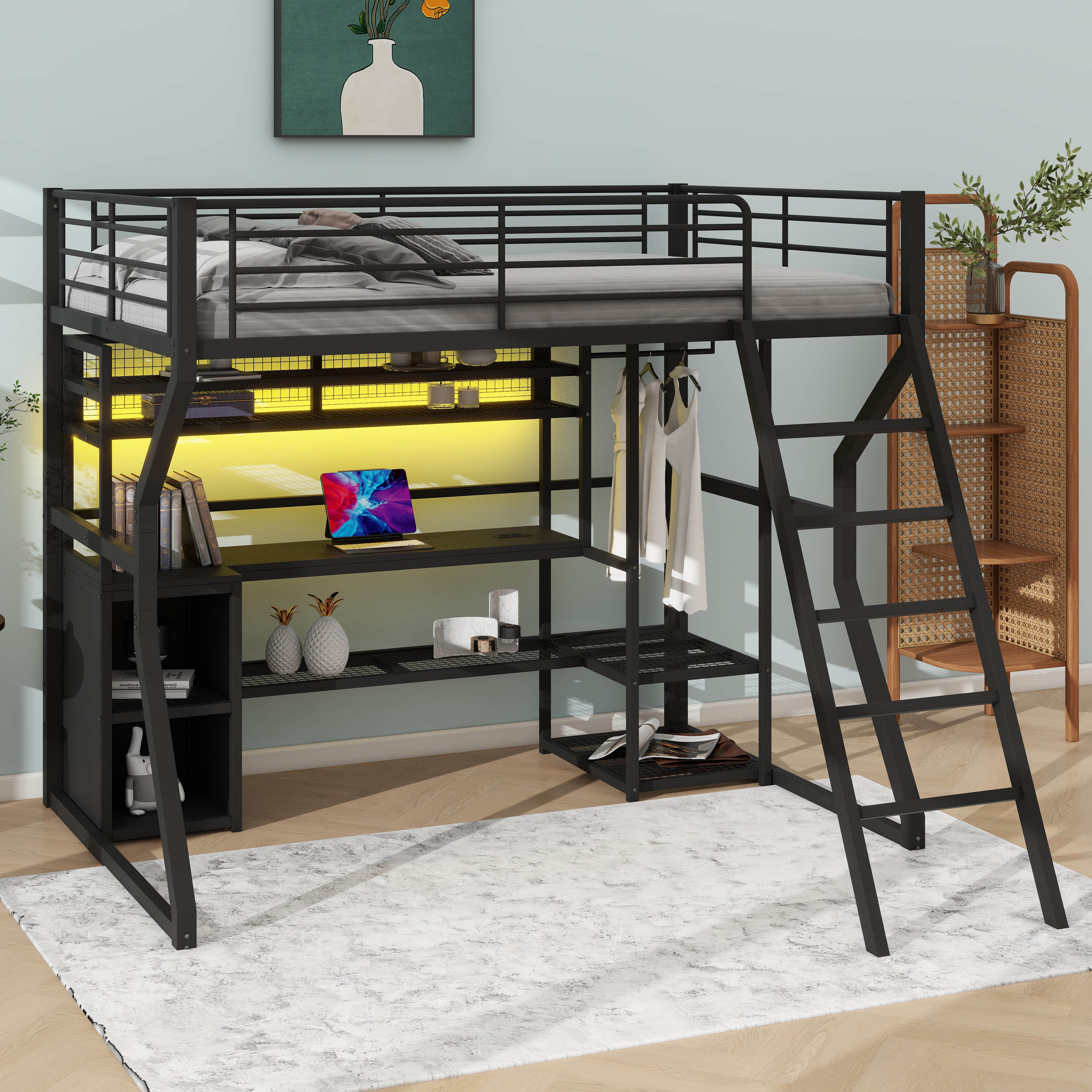 Isabelle & Max™ Full Size Gamer-Designed Loft Bed With Built-In ...