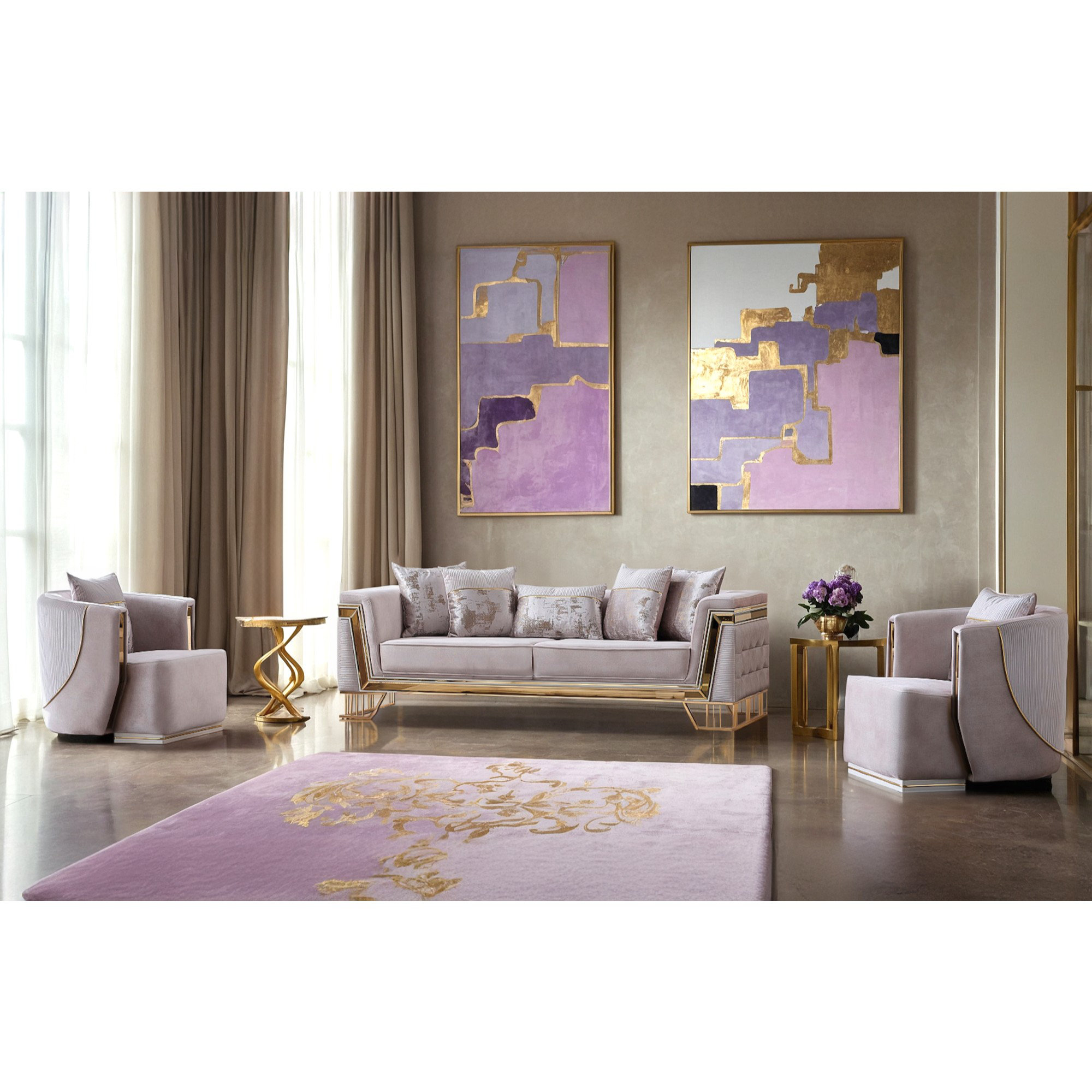 Everly Quinn Jadelin 3 - Piece Velvet Living Room Set | Wayfair