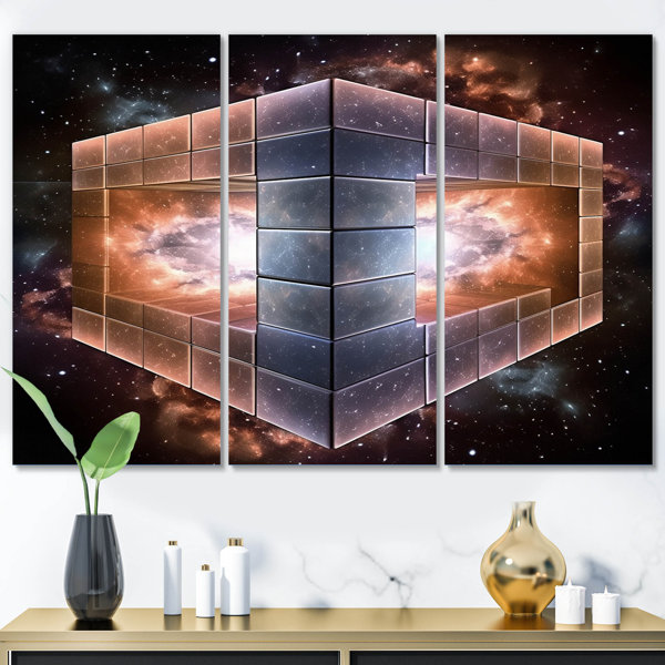 DesignArt Block Universe Theory Space Galaxy I On Canvas 3 Pieces Print ...