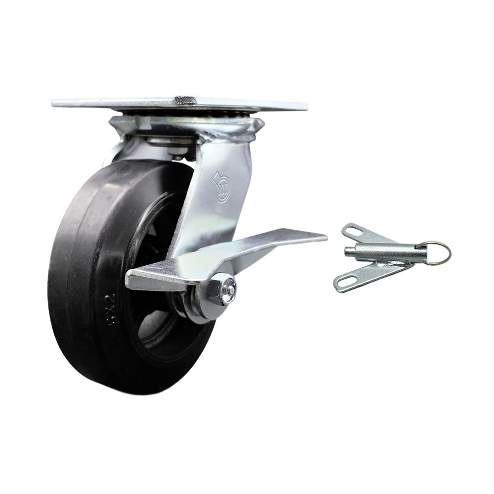 Service Caster 6 Inch Rubber on Steel Caster with Ball Bearing and ...