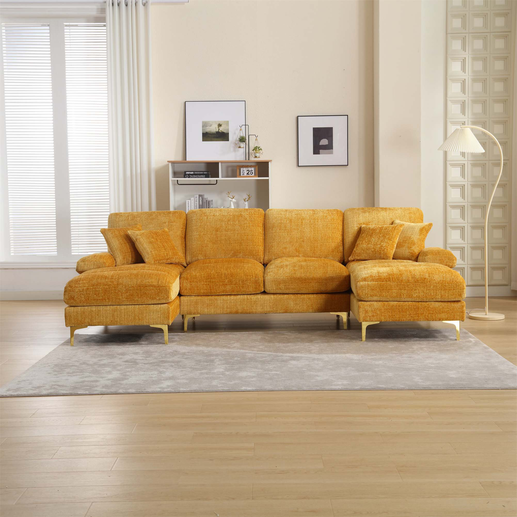 Everly Quinn Modern Large Chenille Fabric U-Shape Sectional Sofa ...