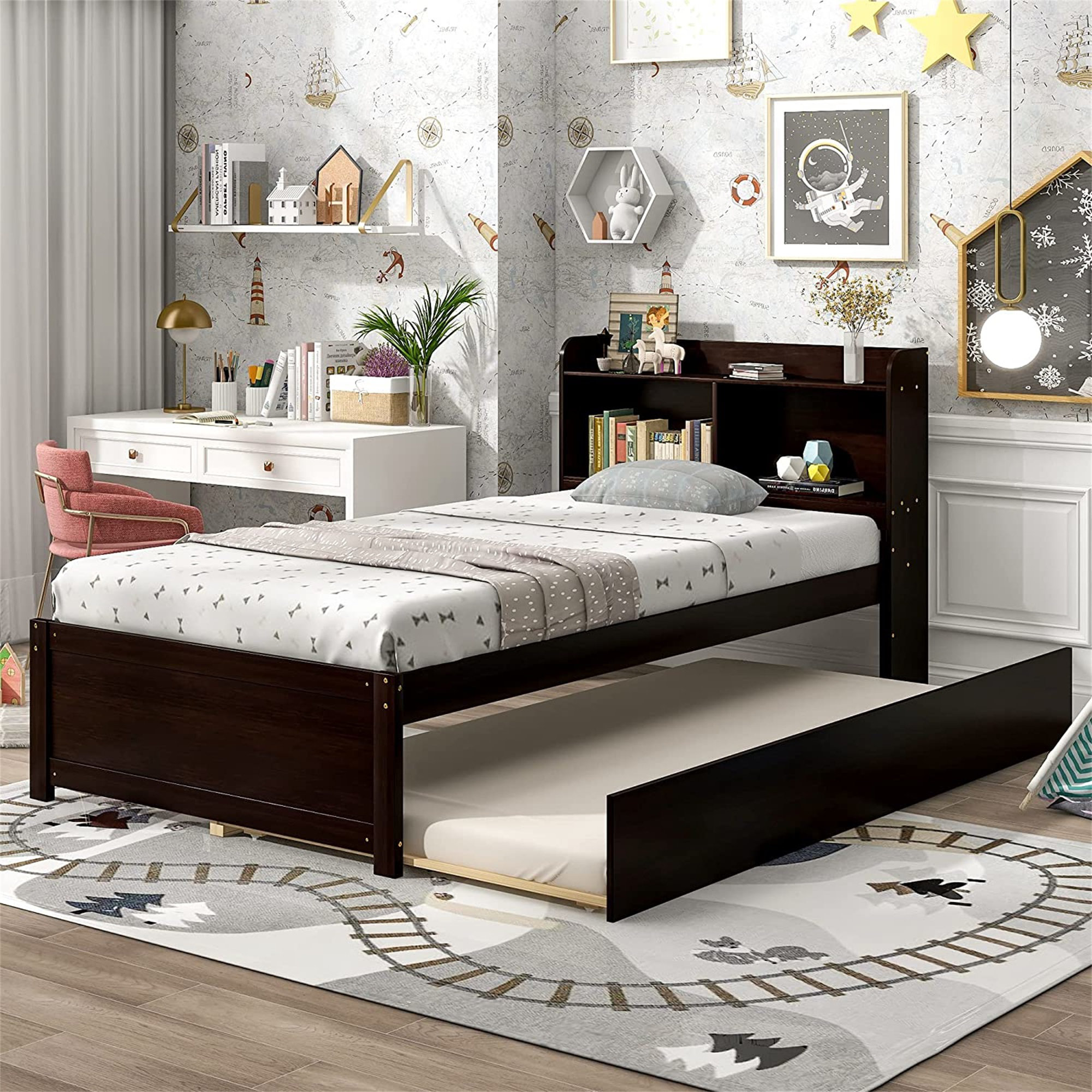 Harriet Bee Friedrike Twin Platforms Bed with Bookcase by Harriet Bee ...