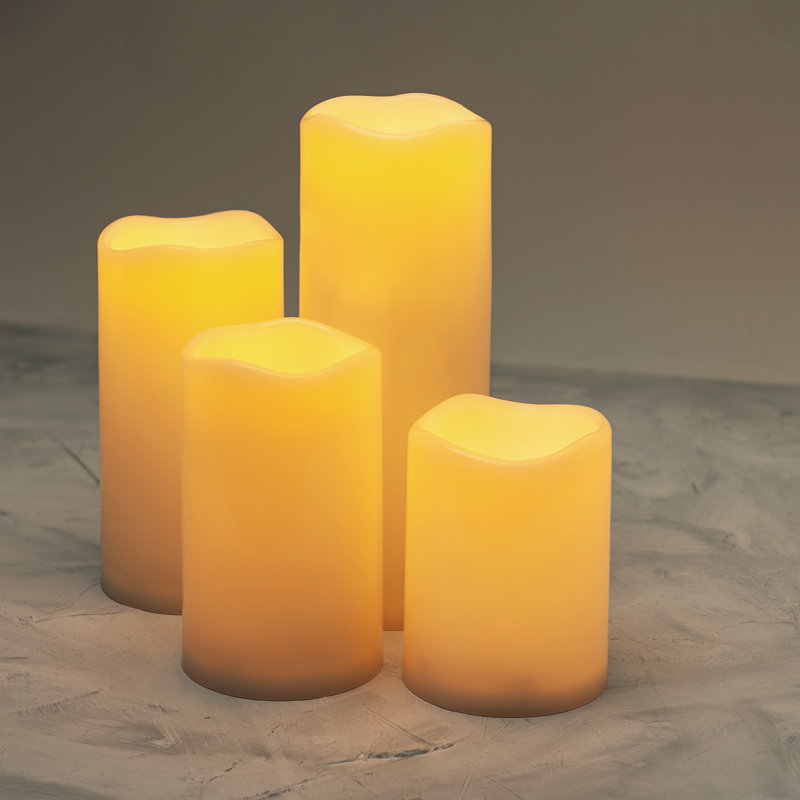 Latitude Run® Waterproof Flameless LED Outdoor Pillar Candles (Set of 4 ...