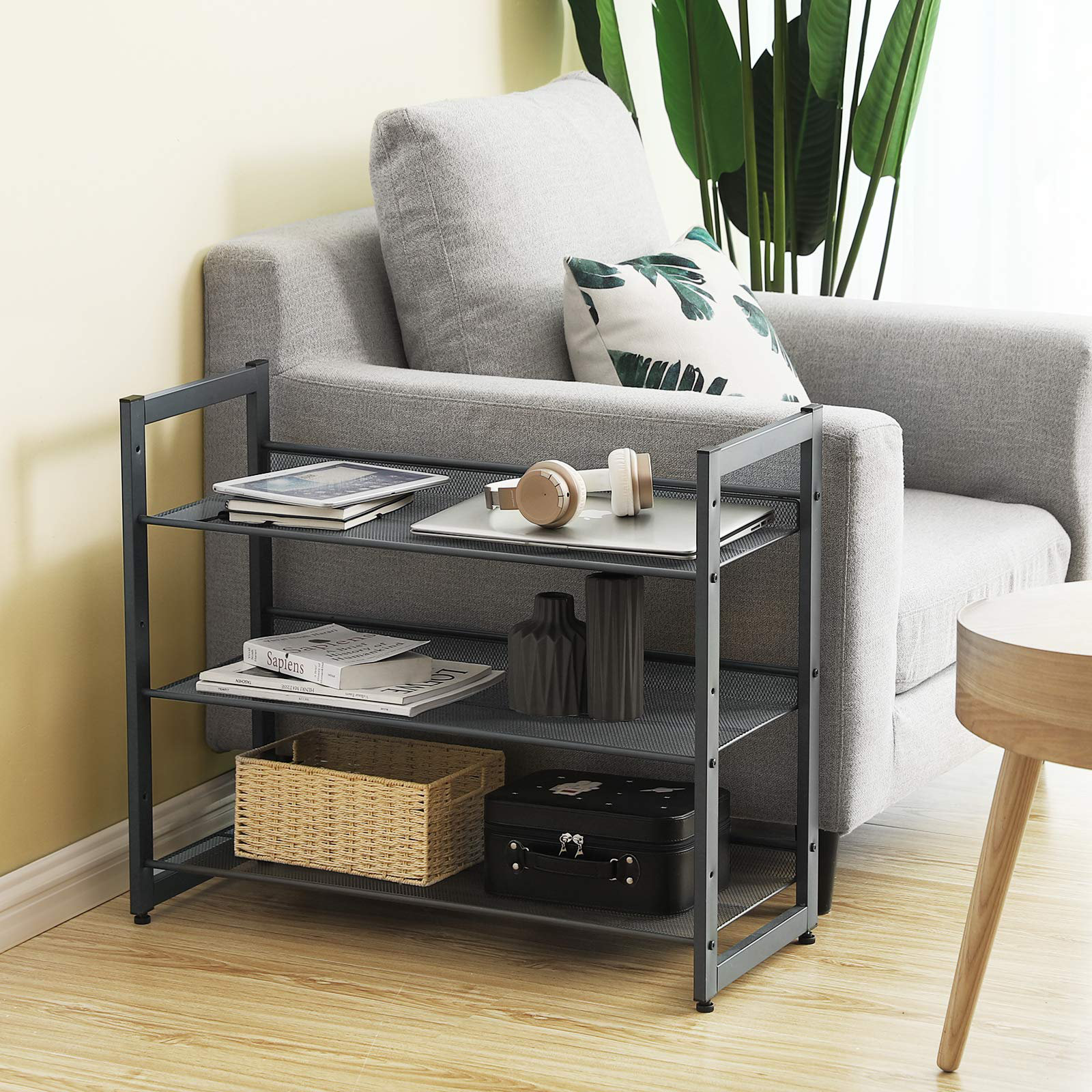 Latitude Run® 3-Tier Shoe Rack Storage, Adjustable Metal Mesh Shoe ...