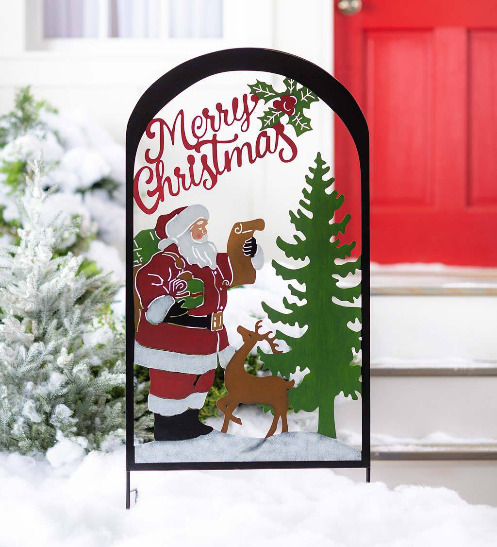 Plow & Hearth Santa and Reindeer Garden Stake & Reviews | Perigold