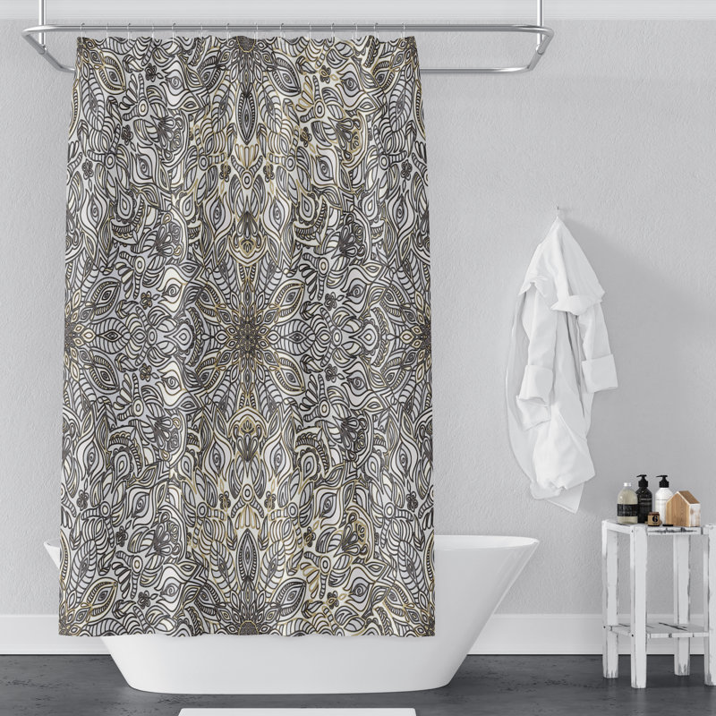 Bungalow Rose Collyer Damask Single Shower Curtain | Wayfair
