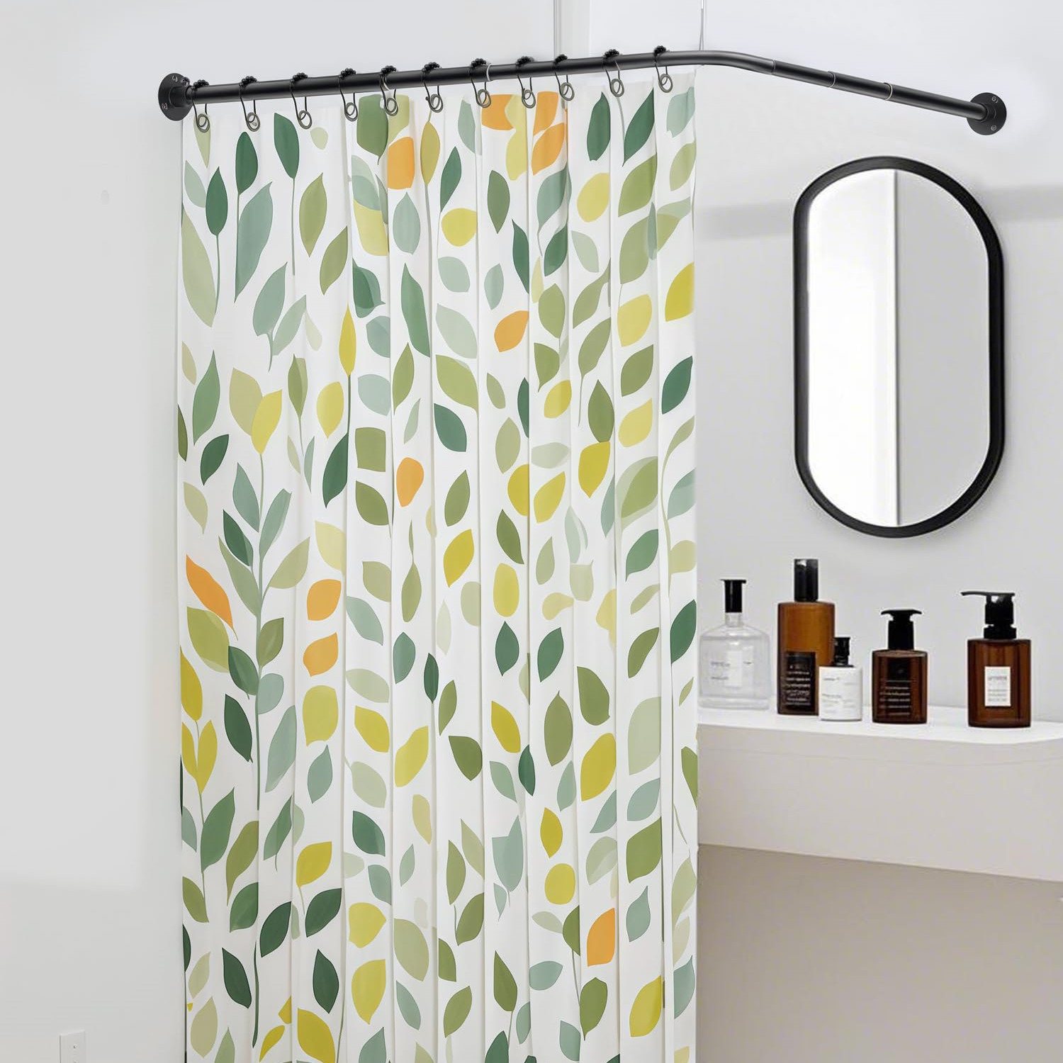 POGBUT L Shaped Corner Shower Curtain Rod, Adjustable 90 Degree Right Angled Shower Rod ...