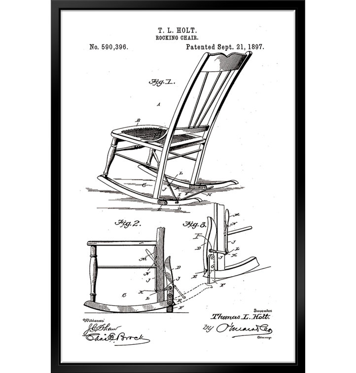 ATX Art Group LLC Rocking Chair Patent Framed On Canvas Print - Wayfair ...