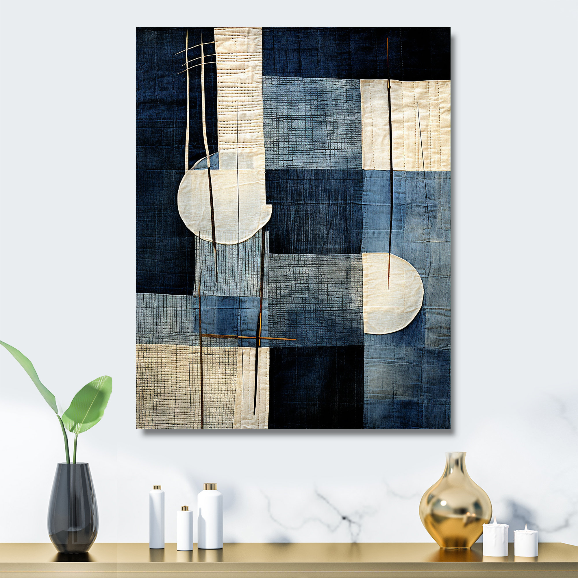 Ivy Bronx Blue Azure Geometric Collages - Abstract Collages Metal Wall ...