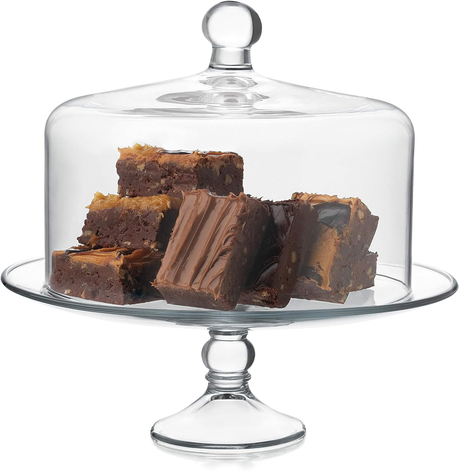 Wildon Home® Selene Glass Cake Stand with Dome Lid, Elegant Curved ...