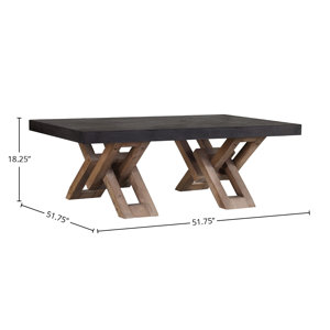 Dovetail Furniture Holt 52" Wide Lightweight Concrete Coffe Table, Dark ...