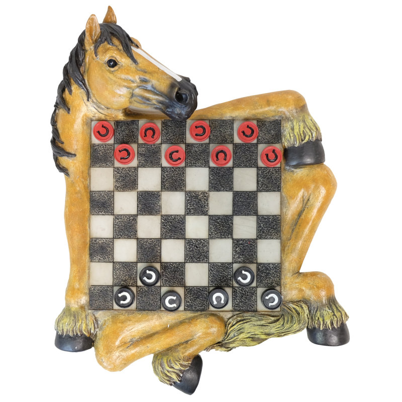 De Leon Collections Polyresin Western Horses Checkers Set | Wayfair