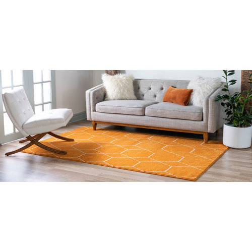 Wrought Studio Mariam Geometric Orange Area Rug & Reviews | Wayfair