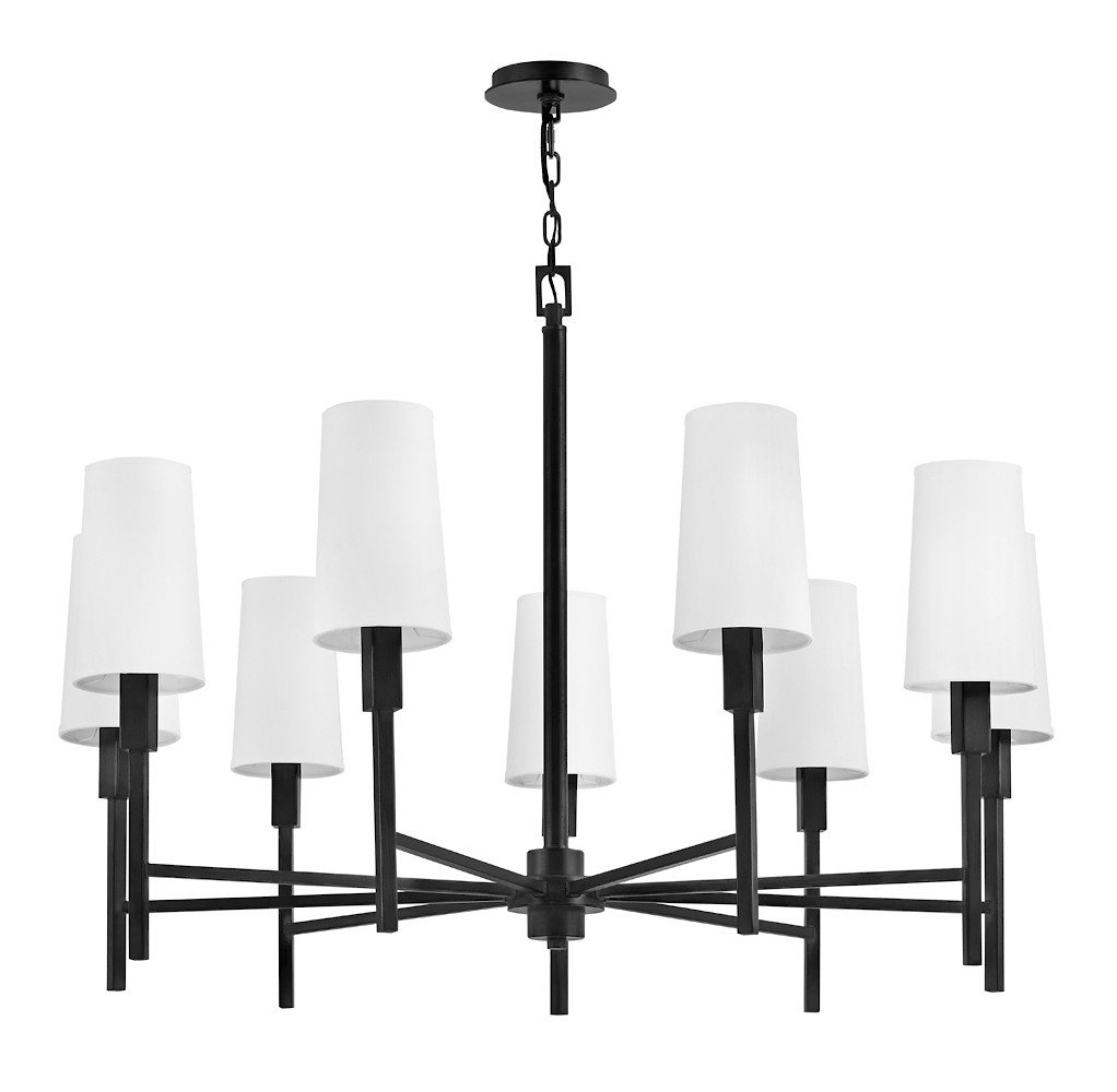 Hinkley Fenwick Nine-Light Chandelier w/ Natural Paper Shades | Wayfair