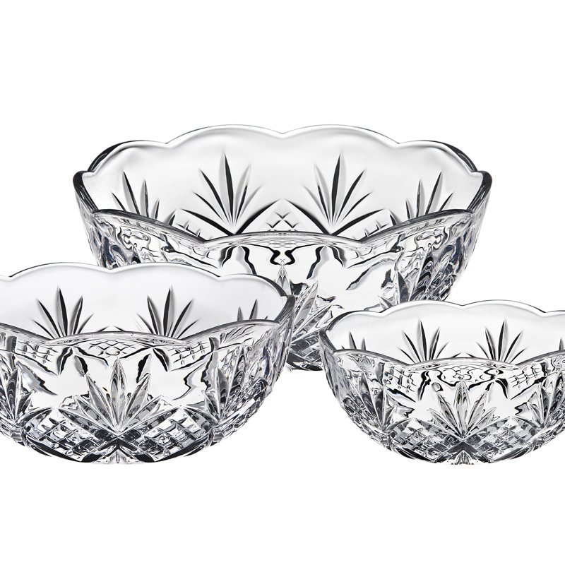 Godinger Silver Art Co Dublin Crystal 3 Piece Scalloped Serving Bowl ...