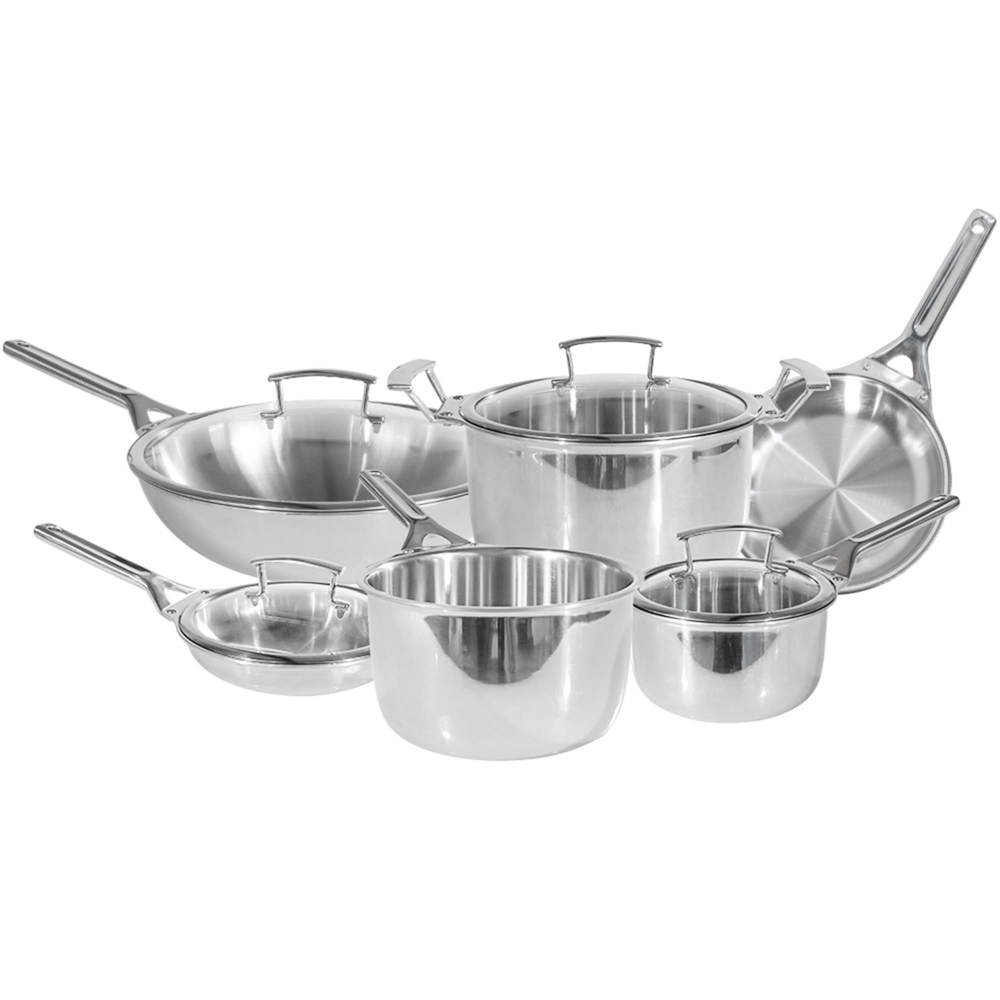 True Induction Gourmet Stainless Steel 10 PC Pots & Pans Induction ...
