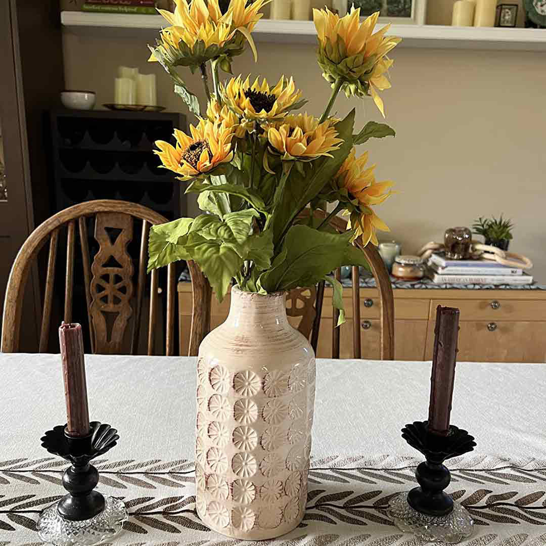 Lark Manor™ Ceramic Rustic Farmhouse Vase,Neutral Cream Vases Pottery ...
