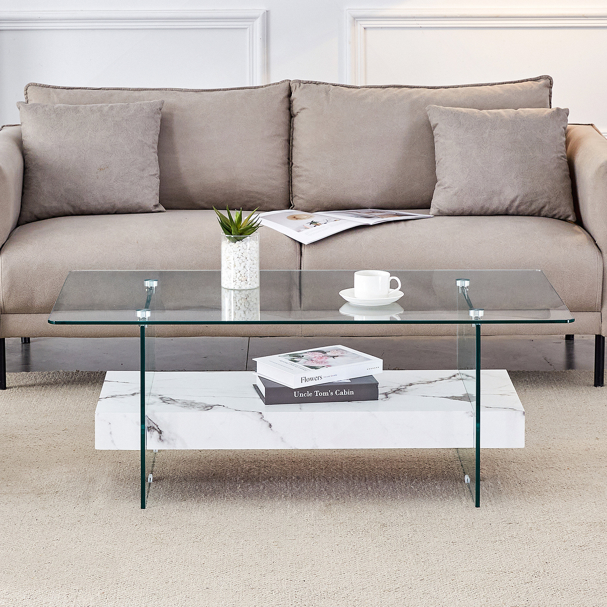 Wrought Studio™ 43.3 Inch Modern Two-Tier Coffee Table - An Elegant ...