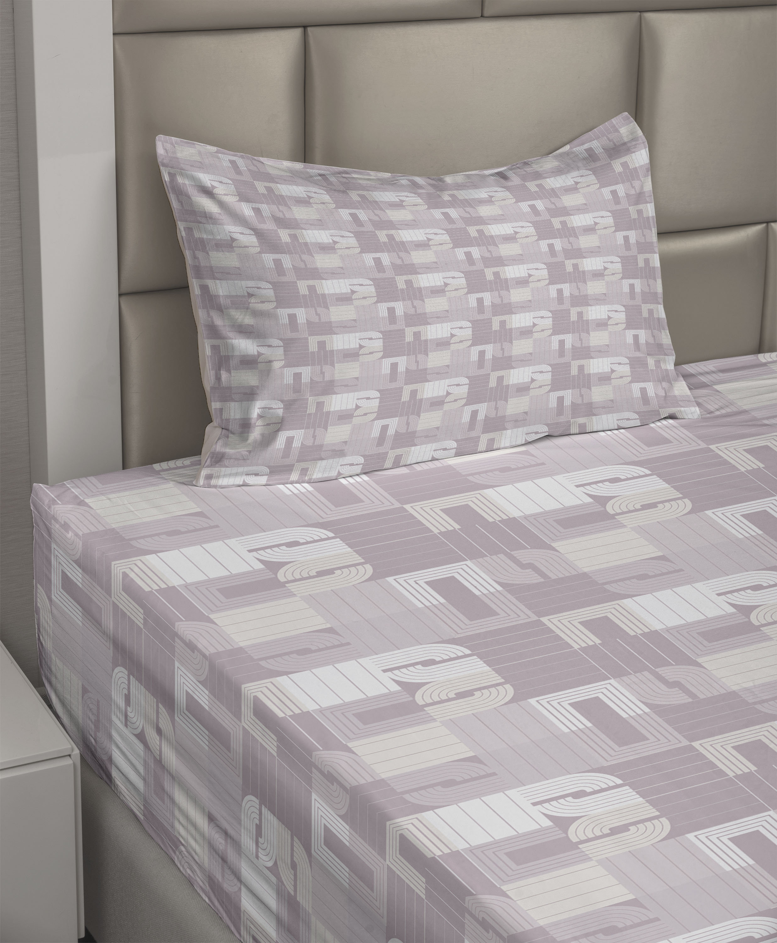 Ambesonne 80's Sheet Set Retro Memphis Stripes Pattern Pale Mauve Grey ...