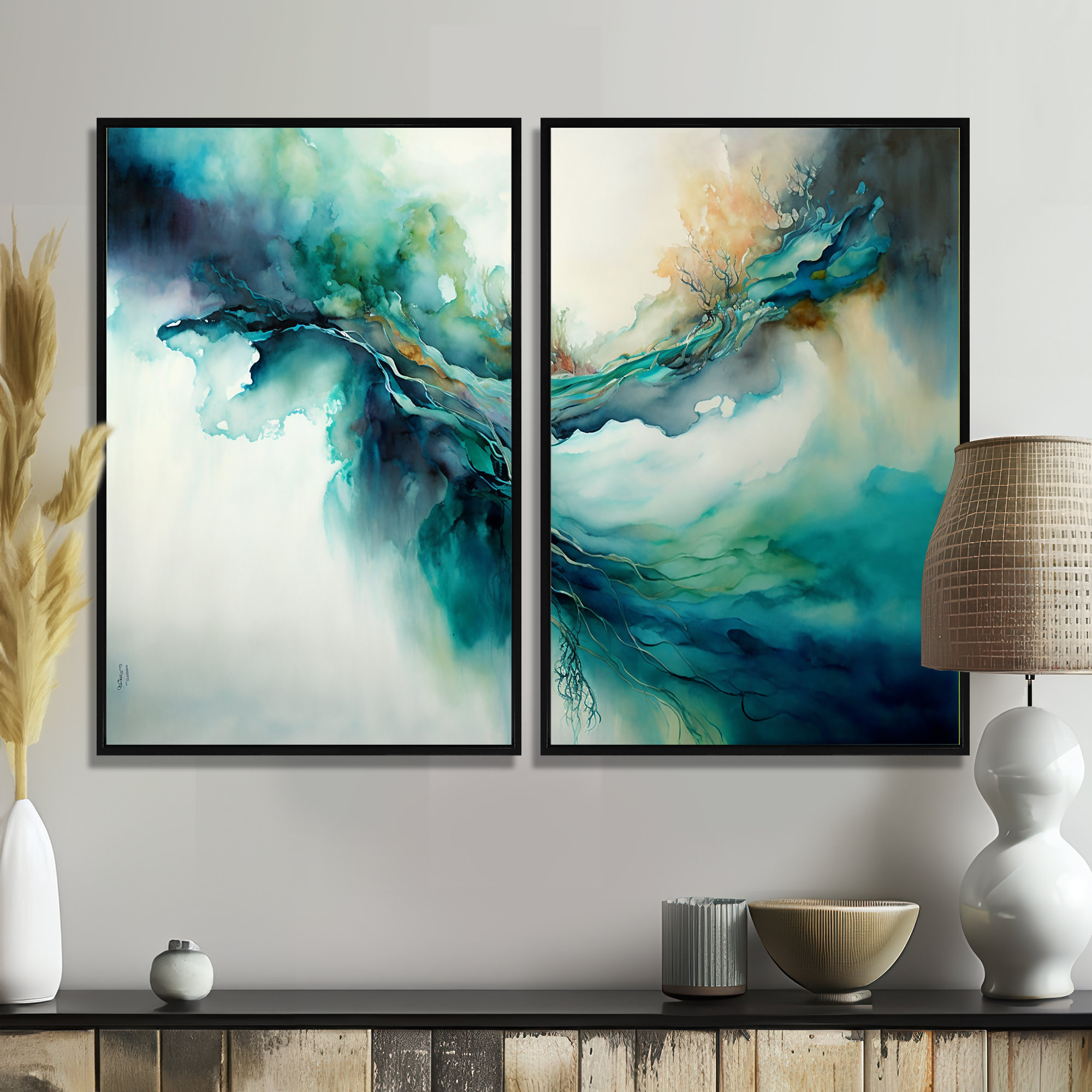 Mercer41 Turquoise Waves Impressions Of Infinity - Abstract Painting ...