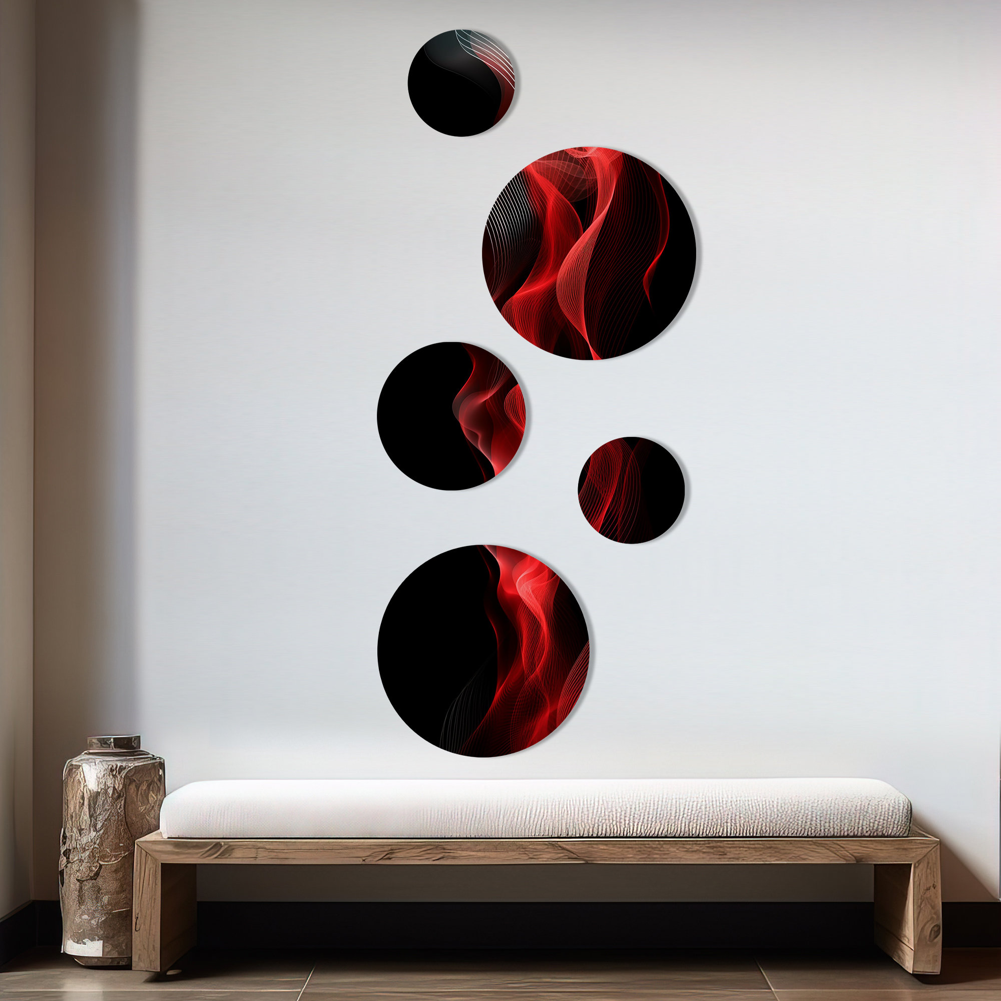 Design Art Red Black Contemplative Abstraction IX - Modern Waves Metal ...