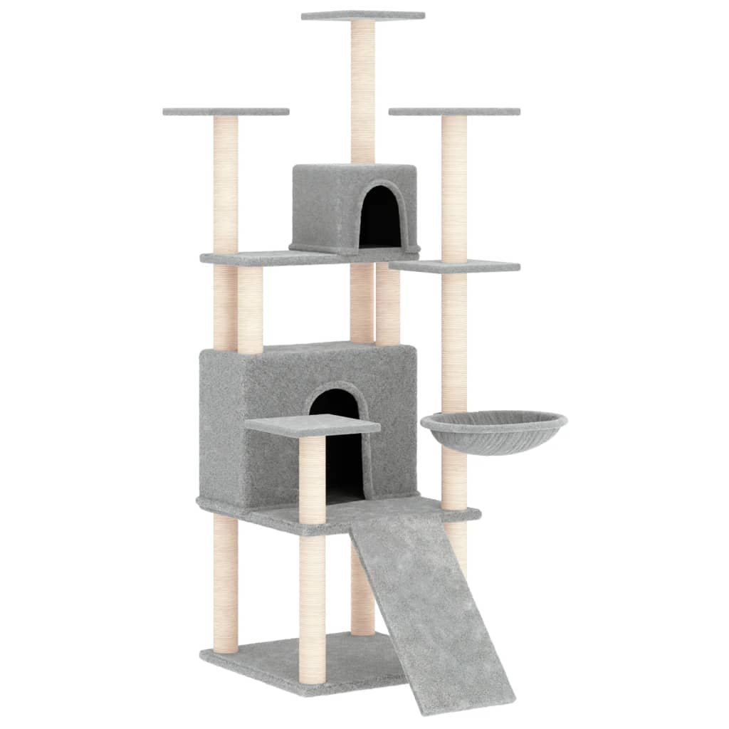 Latitude Run® Cat Tree Light Grey Engineered Wood, Plush, Sisal 60.6 In ...