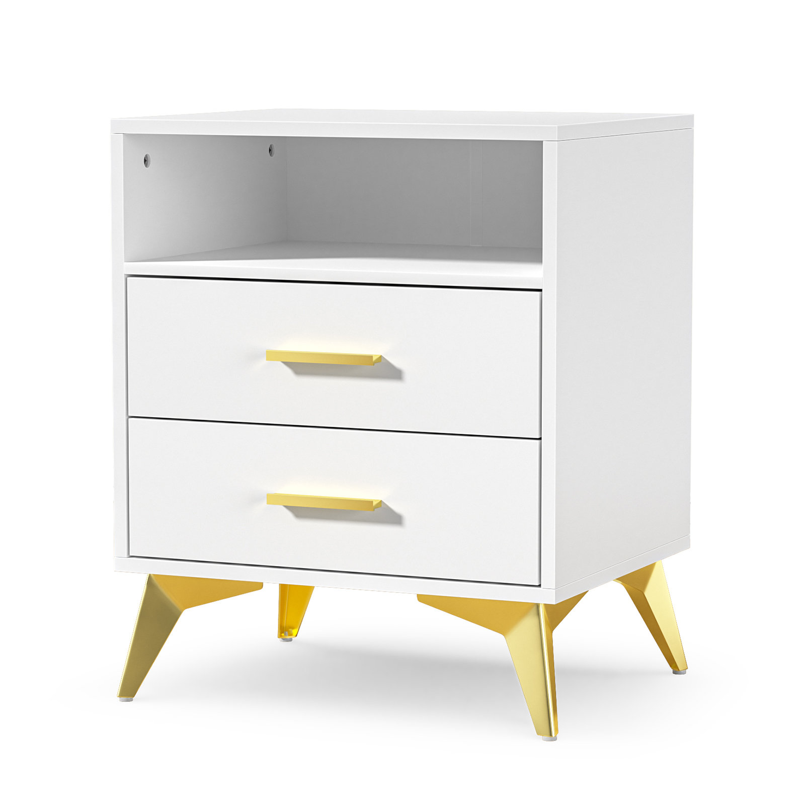 Mercer41 Kadeesha Modern Wood Nightstand with 2 Drawers and Open ...